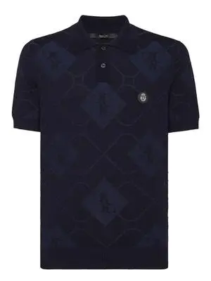 BILLIONAIRE Intarsia-knit Polo Shirt - Blue