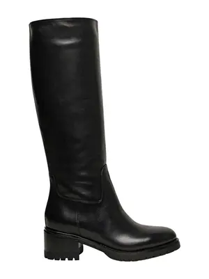 Santoni Knee-length Leather Boots - Black
