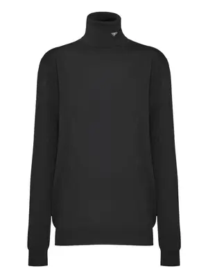 Prada Enamel Triangle-logo Wool Jumper - Black