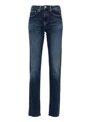 Ag Girlfriend Mid-rise Straight-leg Jeans - Blue