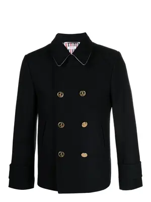 Thom Browne Double-breasted Pea Coat - Blue