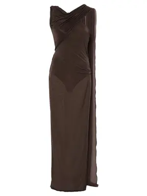 Attico Halterneck Open-back Maxi Dress - Brown