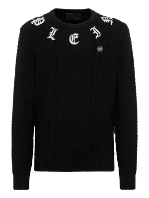 Philipp Plein Logo-embroidered Cashmere Jumper - Black