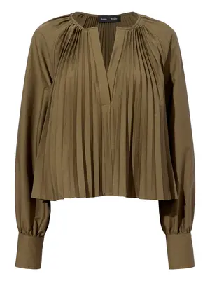 Proenza Schouler Pleated Long-sleeve Blouse - Green
