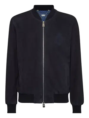 BILLIONAIRE Crest-embroidered Bomber Jacket - Blue