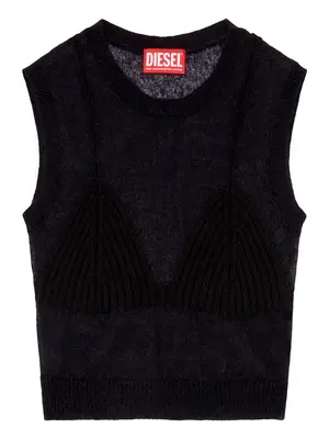 DIESEL® M-arostica Knitted Tank Top - Black