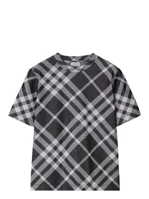 Burberry Check Cotton-blend T-shirt - Black