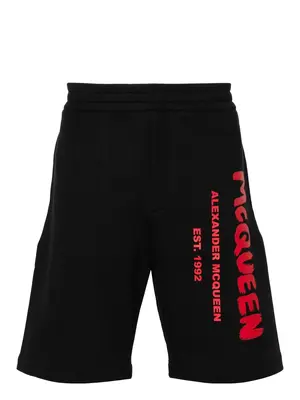 Alexander McQueen Logo-print Cotton Shorts - Black