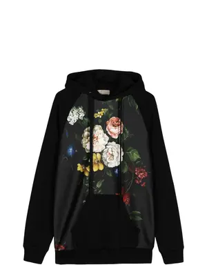 Elie Saab Floral-print Hoodie - Black
