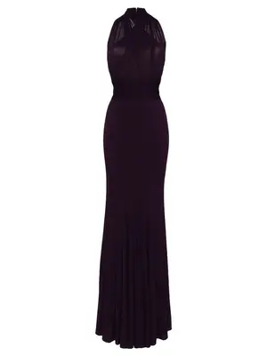 HERVE L. LEROUX V-neck Open-back Gown - Purple