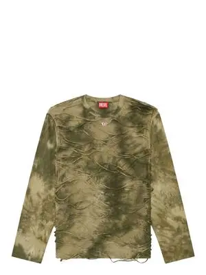 DIESEL® T-cranet-ls Textured Tie-dye T-shirt - Green