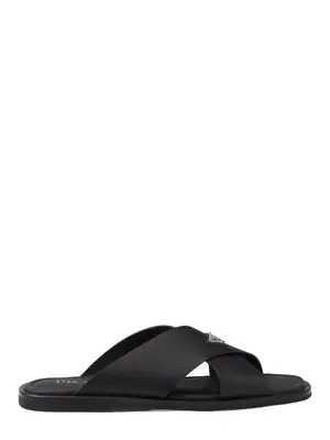 Prada Crisscross Leather Sandals - Black