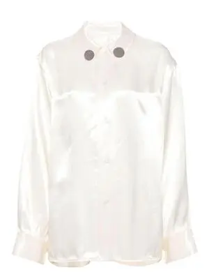 JIL SANDER Logo-appliqué Drop-shoulder Shirt - Neutrals