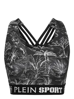 PLEIN SPORT Graphic-print Sports Bra - Black