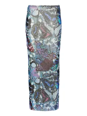 JEAN PAUL GAULTIER Butterfly Pencil Skirt - Blue