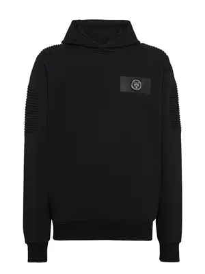 PLEIN SPORT Ribbed Panelling Hoodie - Black