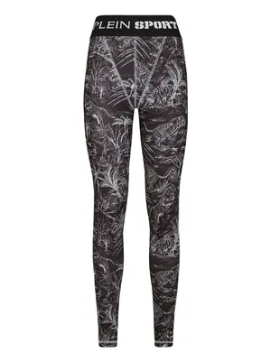 PLEIN SPORT Graphic-print High-waist Leggings - Black