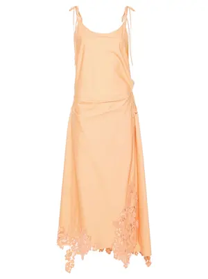 Acne Studios Floral-lace Poplin Midi Dress - Orange