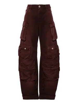Attico Fern Mid-rise Wide Leg Cargo Jeans - Red