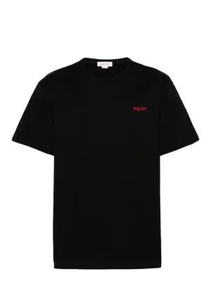 Alexander McQueen Logo-embroidered Cotton T-shirt - Black
