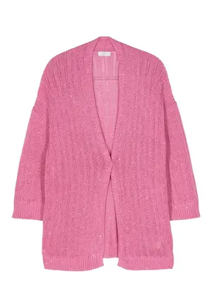 Peserico Sequin-detail Open-knit Cardigan - Pink