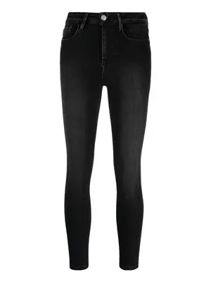 FRAME Le One Skinny-leg Cropped Jeans - Black
