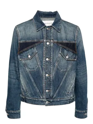 Alexander McQueen Panelled Denim Jacket - Blue