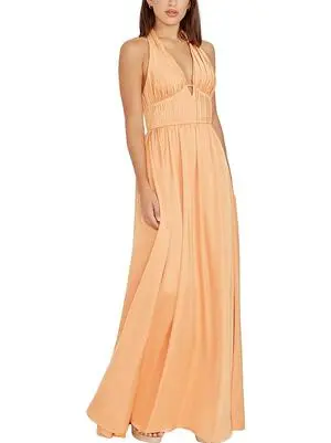 Dress The Population Rhea Halter Neck Maxi Dress With Cut Out - Apricot