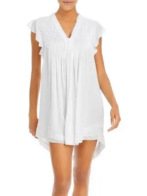 Poupette St Barth Sasha Pleated Mini Dress - Optic White