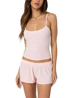 EDIKTED Irene Pointelle Tank Top Pink