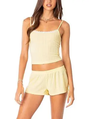EDIKTED Irene Pointelle Tank Top - Yellow
