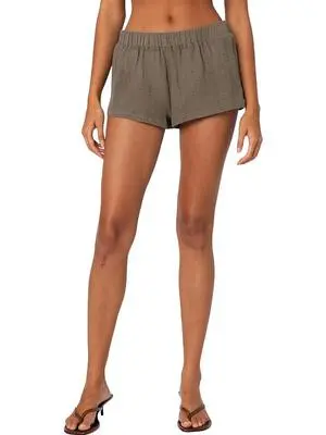 EDIKTED Harleigh Linen Look Shorts - Olive