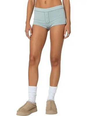 EDIKTED Maelle Pointelle Micro Shorts - Sage