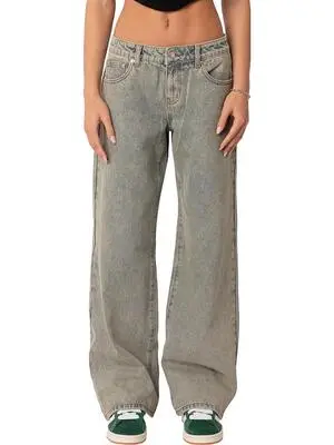 EDIKTED Magda Low Rise Jeans - Blue