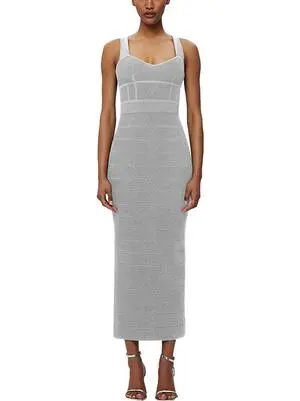 Herve Leger Textured Lurex Sweetheart Gown - Met Silver