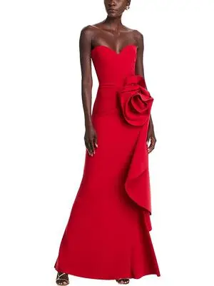 Chiara Boni La Petite Robe Ethane Rosette Gown Exclusive - Scarlet