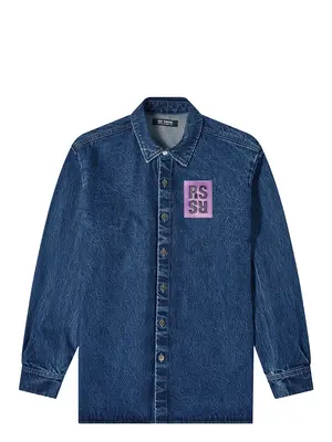 RAF SIMONS Straight Fit Denim Overshirt 'navy'
