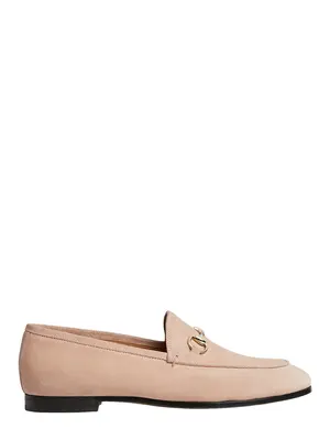 Gucci Gucci Jordaan Suede Loafers Pink Sand