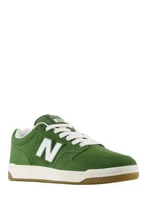 NEW BALANCE 480 Lace-Up Basketball Sneakers Dark Olive/white