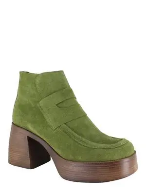 CANDIE'S Candie's Bertina Platform Bootie Olive Suede
