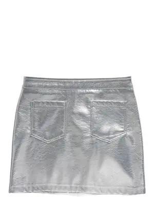 LOVE, FIRE Metallic Faux-Leather Skirt