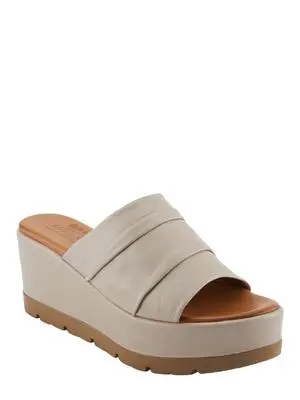 SPRING STEP SHOES Allerton Leather Wedge Slide Sandal - Light Taupe
