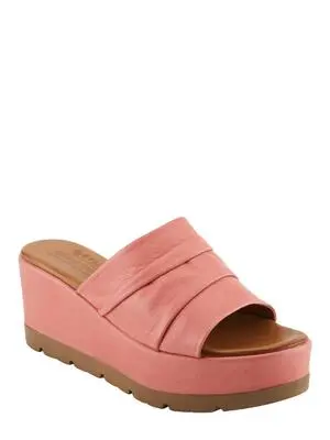 SPRING STEP SHOES Allerton Leather Wedge Slide Sandal - Salmon