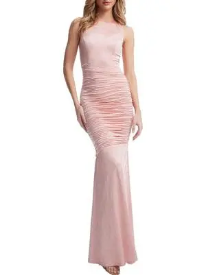 Dress The Population Violetta Ruched Gown - Blush