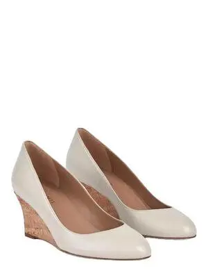 LK BENNETT LK Bennett Eevi Leather Wedge Pumps Ecru