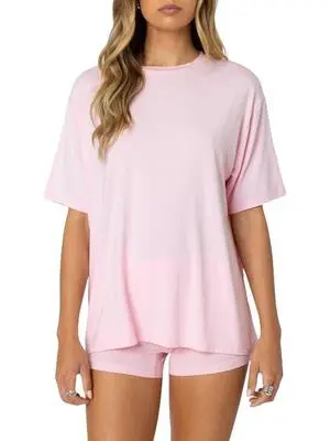 EDIKTED Oversized Crewneck T-shirt - Pink