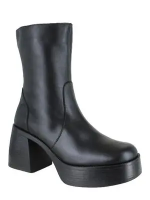 CANDIE'S Candie's Birgit Platform Bootie Black Leather