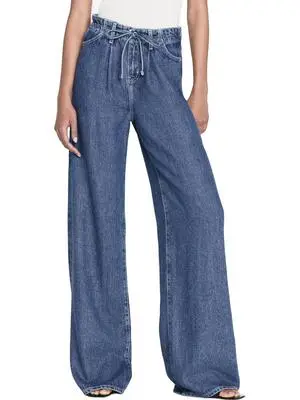 FRAME FRAME Super Drape Wide-Leg Drawstring Pants Ghost
