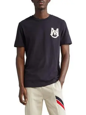 Moncler Monogram Logo Cotton T-shirt - Navy Blue