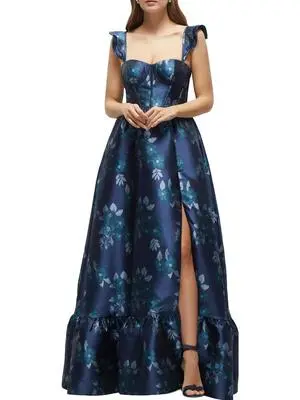 DESSY COLLECTION Dessy Collection Baroque Rose Floral Gown